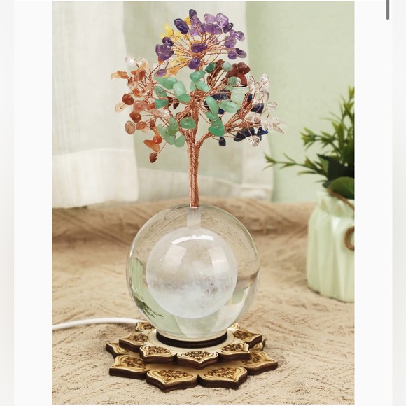 Accents | Seven Chakra Tree Of Life With Crystal Ball And Led Lighted ...
